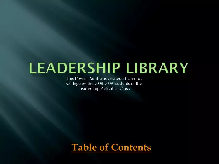 PPT - Leadership Library PowerPoint Presentation - ID:6387622