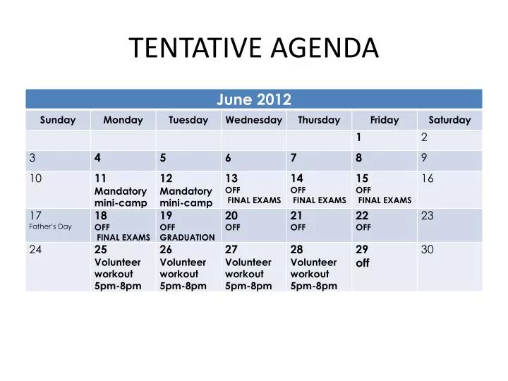 PPT - TENTATIVE AGENDA PowerPoint Presentation, free download - ID:6388216