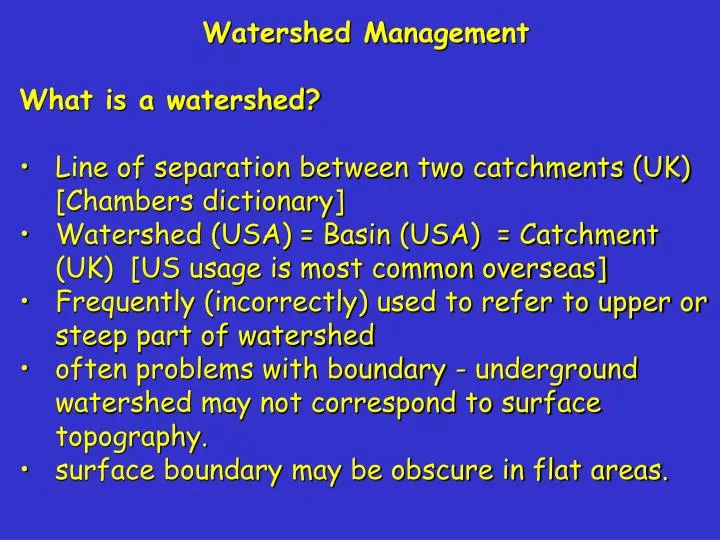 PPT - Watershed Management What is a watershed? PowerPoint Presentation ...