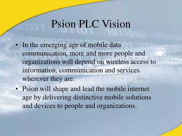 PPT - Psion PLC Vision PowerPoint Presentation, free download - ID:6391526