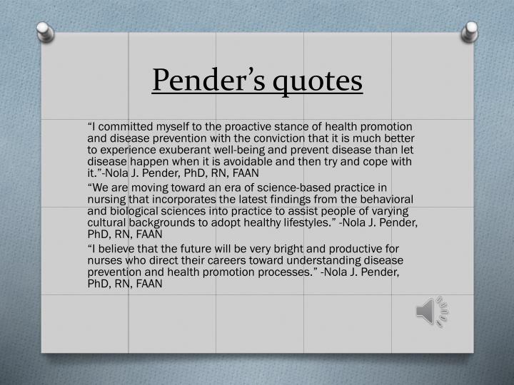PPT - Nursing Theory Nola Pender & The Health Promotion Model ...