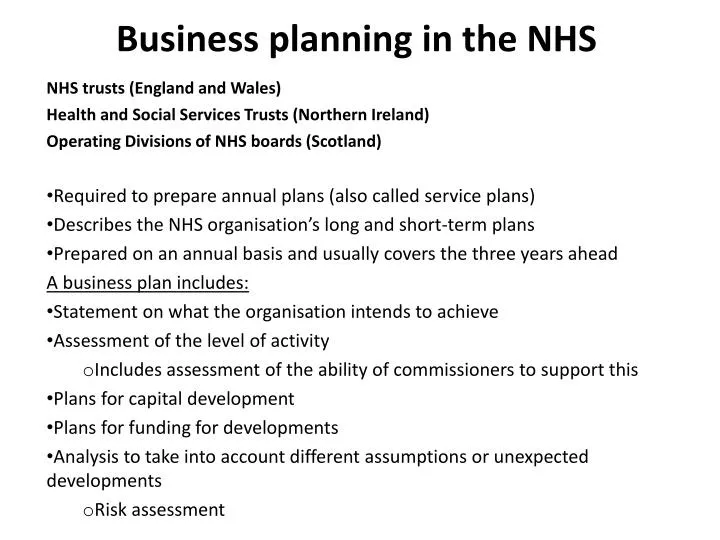 PPT - Business planning in the NHS PowerPoint Presentation, free ...