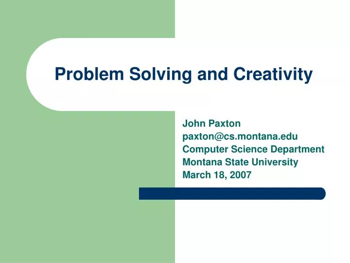PPT - Problem Solving and Creativity PowerPoint Presentation, free download - ID:6396744