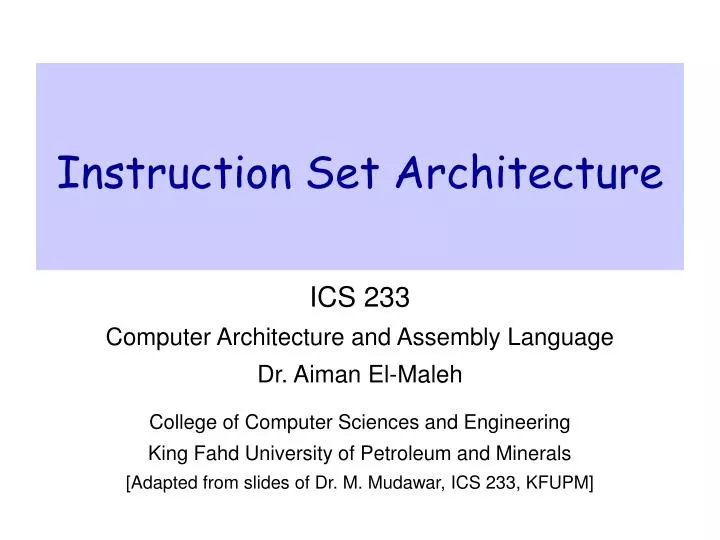 PPT - Instruction Set Architecture PowerPoint Presentation, free ... PPT - Instruction Set Architecture PowerPoint Presentation, free ...