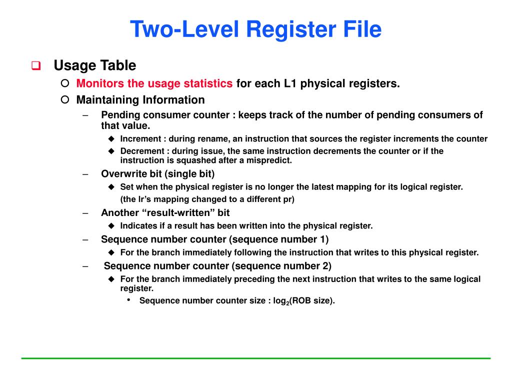 PPT - Reducing the Complexity of the Register File in Dynamic ...