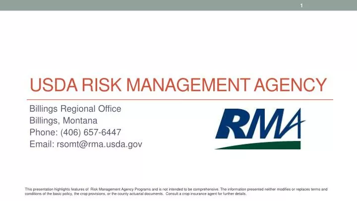 PPT - USDA Risk Management Agency PowerPoint Presentation, free ...