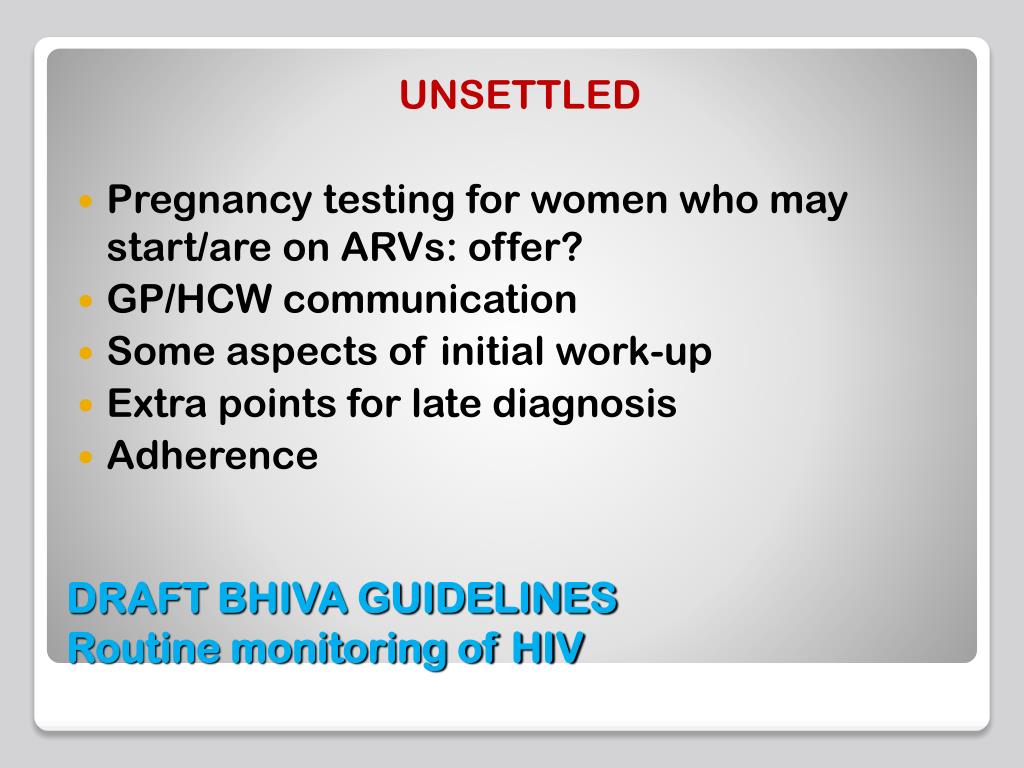 Ppt Draft Bhiva Guidelines Routine Monitoring Of Hiv Powerpoint