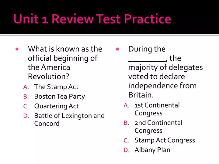 PPT - Unit 1 Review Test Practice PowerPoint Presentation, free ...