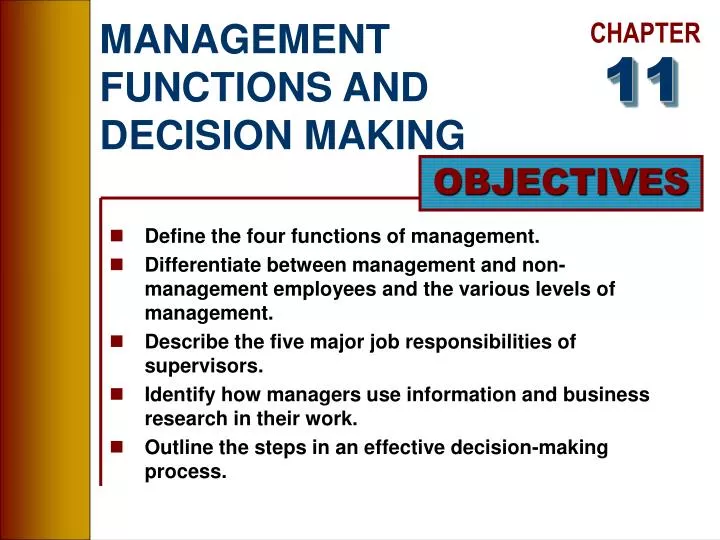 PPT - MANAGEMENT FUNCTIONS AND DECISION MAKING PowerPoint Presentation ...