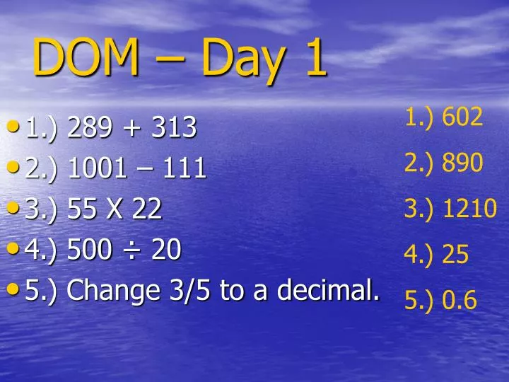 PPT - DOM – Day 1 PowerPoint Presentation, free download - ID:6402664
