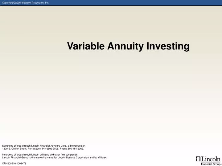 PPT - Variable Annuity Investing PowerPoint Presentation, free download ...