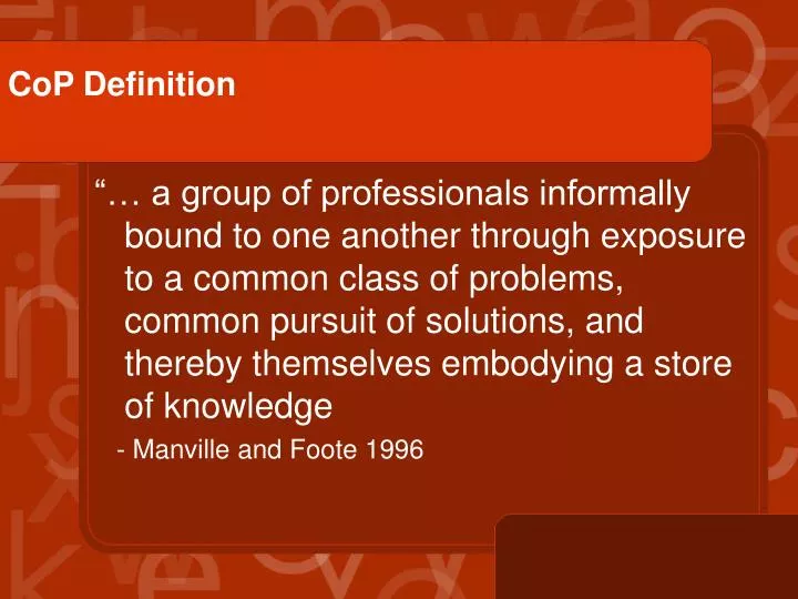 PPT - CoP Definition PowerPoint Presentation, free download - ID:6403970