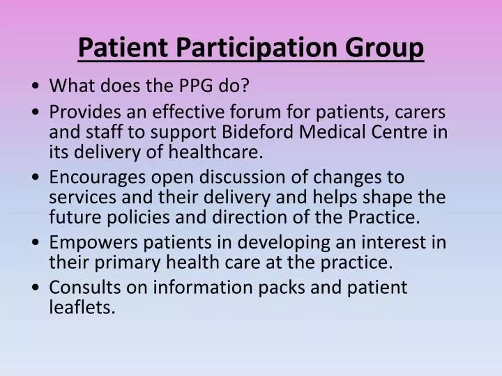 PPT - Patient Participation Group PowerPoint Presentation, free ...
