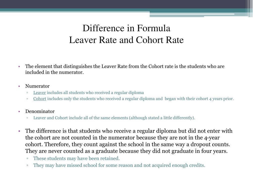 PPT - Cohort Graduation Rate: Compared to Leaver Rate PowerPoint ...