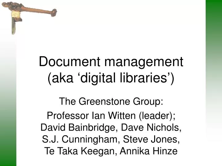 PPT - Document management (aka ‘digital libraries’) PowerPoint ...