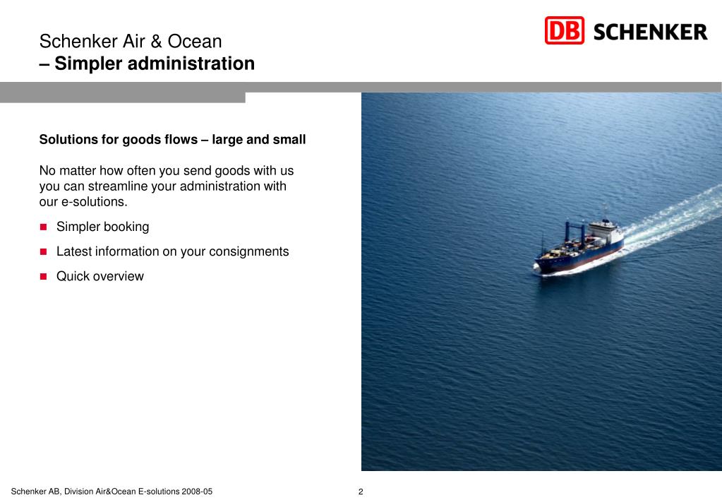 PPT - Schenker Air & Ocean E-solutions for sea and air transport ...