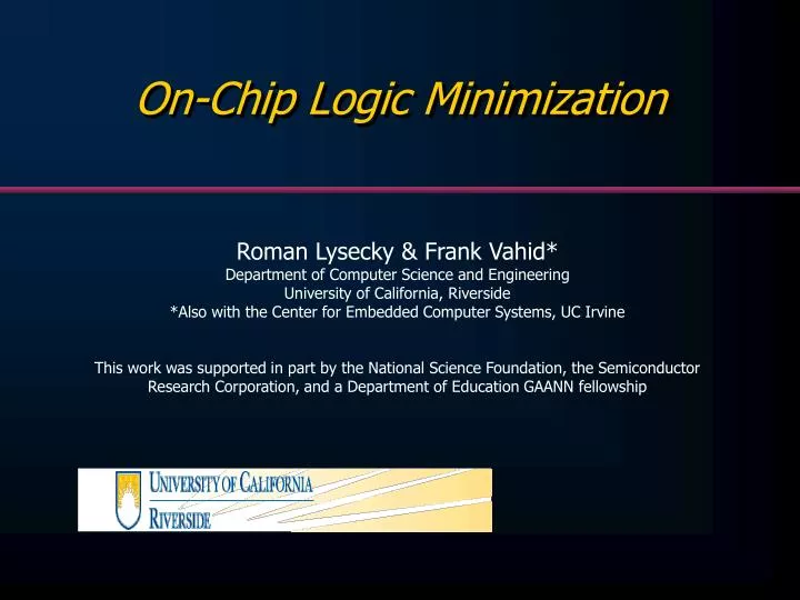 PPT - On-Chip Logic Minimization PowerPoint Presentation, free download ...
