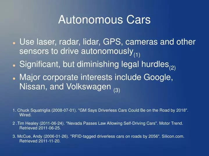 PPT - Autonomous Cars PowerPoint Presentation, free download - ID:6409050