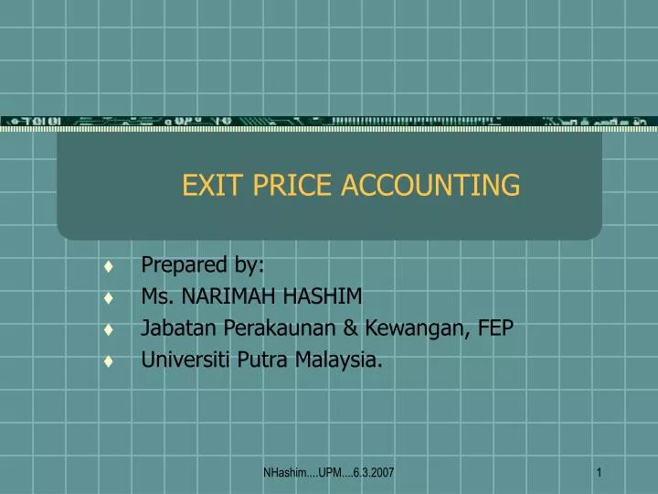 PPT - EXIT PRICE ACCOUNTING PowerPoint Presentation, free download - ID ...