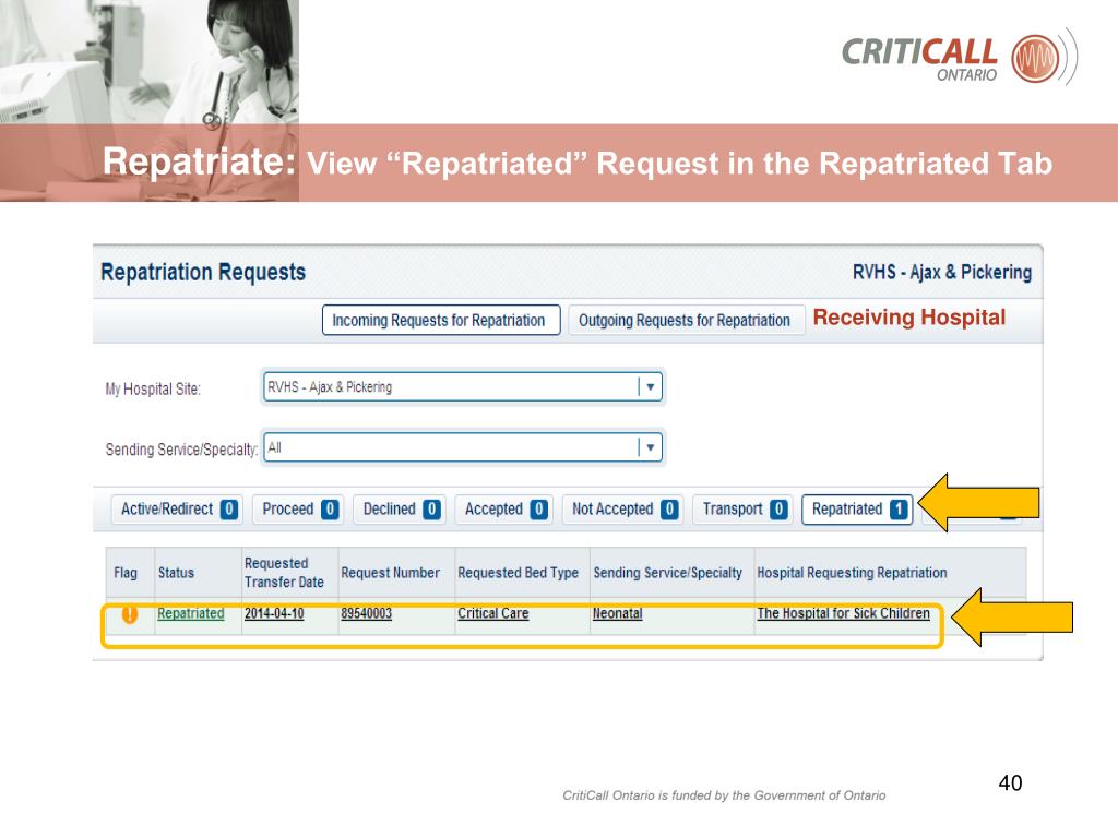 PPT - Provincial Hospital Resource System Repatriation Tool for ...