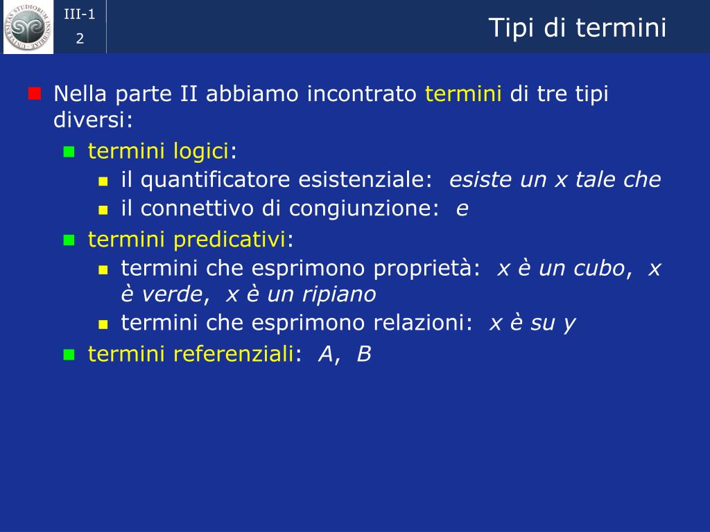 PPT - 1. Le formule atomiche Credits: Prof. Marco Colombetti PowerPoint ...