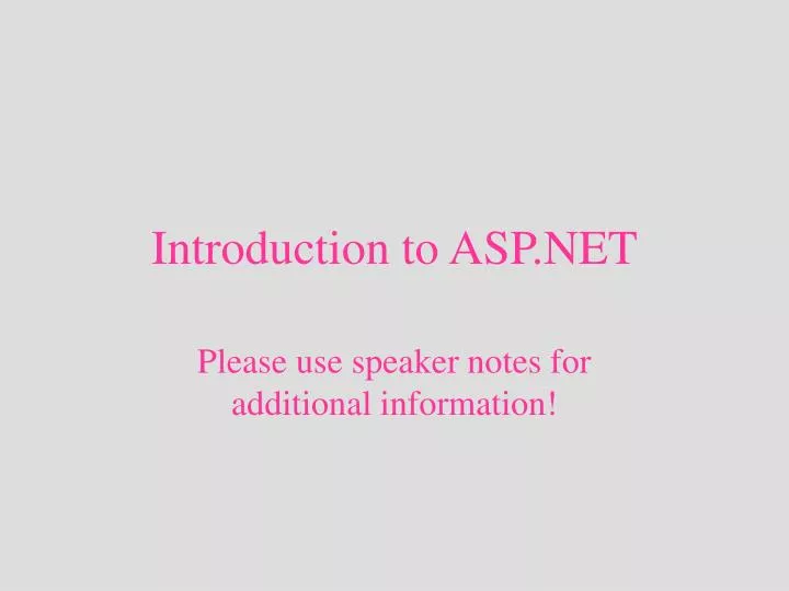 PPT - Introduction to ASP.NET PowerPoint Presentation, free download ...