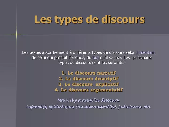 PPT - Les types de discours PowerPoint Presentation, free download - ID ...