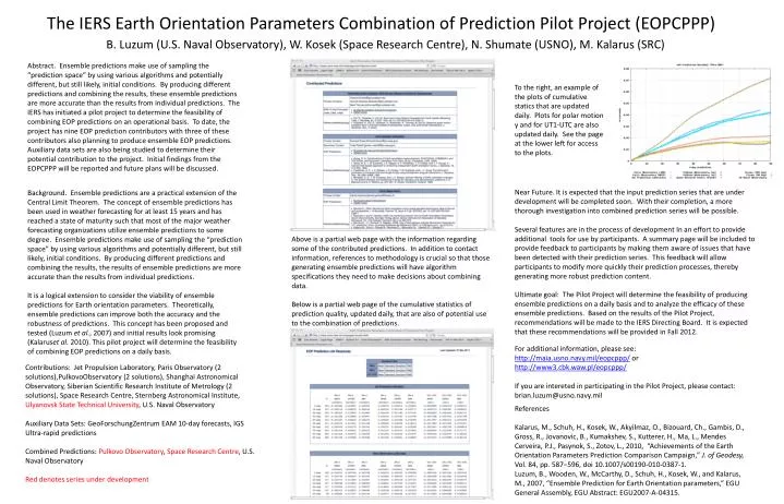PPT - The IERS Earth Orientation Parameters Combination of Prediction ...