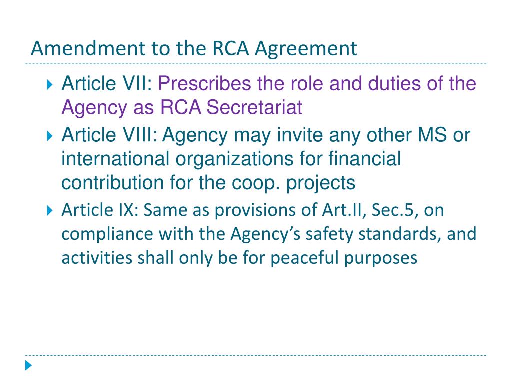 PPT - REVIEW OF THE RCA AGREEMENT PowerPoint Presentation, free ...