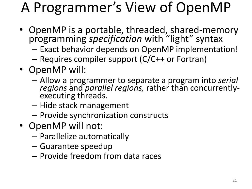 Ppt Parallel Programming Lecture Set 4 Posix Threads Overview And Openmp Johnnie Baker February