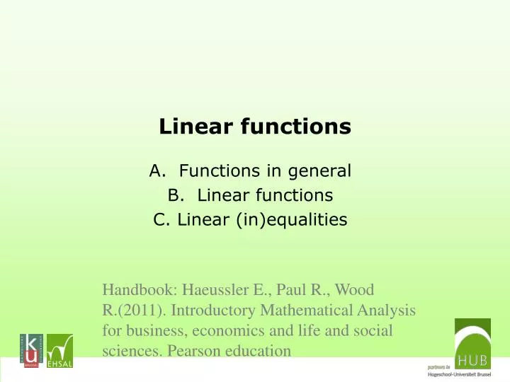 PPT - Linear functions PowerPoint Presentation, free download - ID:6417523