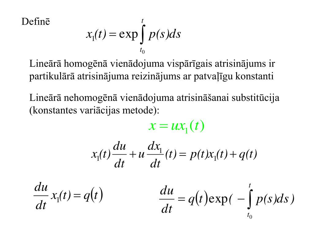 PPT - Pirmās kārtas diferenciālvienādojumu elementārās atrisināšanas ...