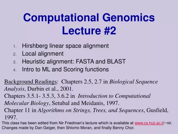 Ppt Computational Genomics Lecture 2 Powerpoint Presentation Free Download Id 6417675