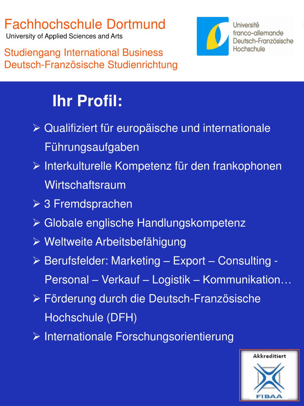 PPT - Fachhochschule Dortmund University of Applied Sciences and Arts ...