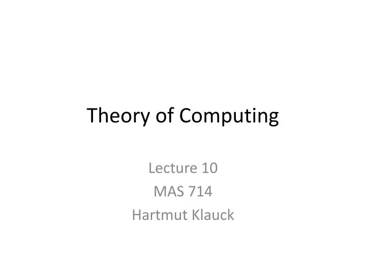 PPT - Theory of Computing PowerPoint Presentation, free download - ID ...