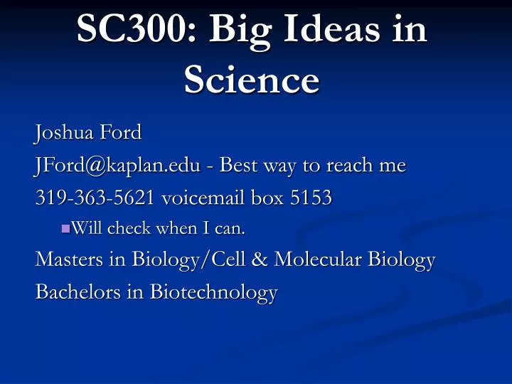 PPT - SC300: Big Ideas in Science PowerPoint Presentation, free ...
