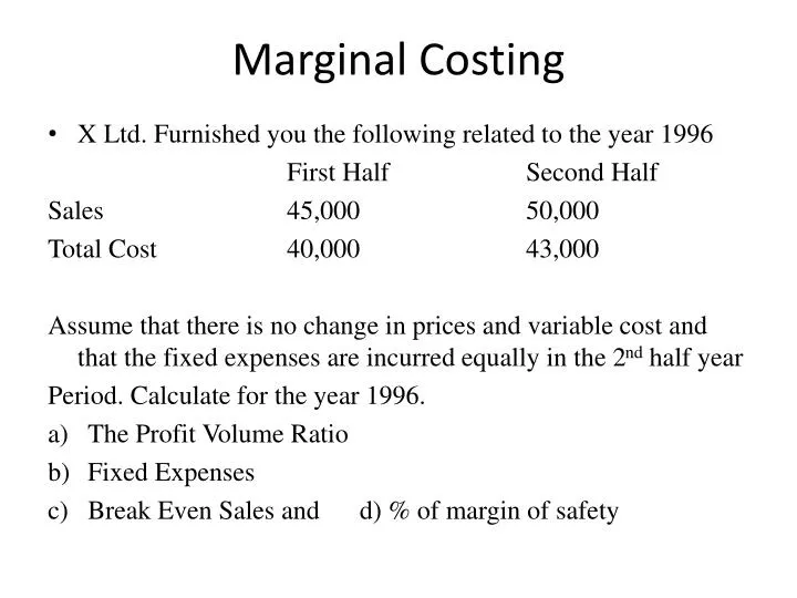PPT - Marginal Costing PowerPoint Presentation, free download - ID:6427277