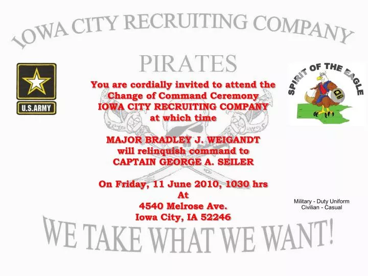 PPT - You are cordially invited to attend the Change of Command ...