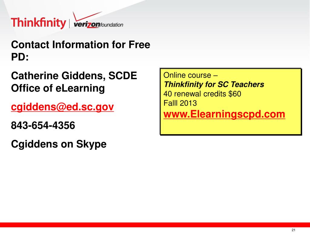 PPT - What is Verizon Thinkfinity? Catherine Giddens South Carolina ...