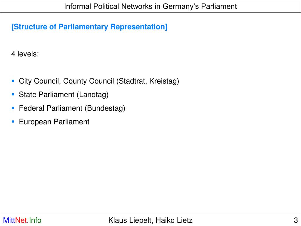 PPT - Informal Political Networks in Germany‘s Parliament PowerPoint ...