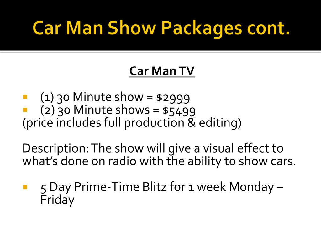 PPT - The Car Man Show Radio/TV Media Kit PowerPoint Presentation, free ...