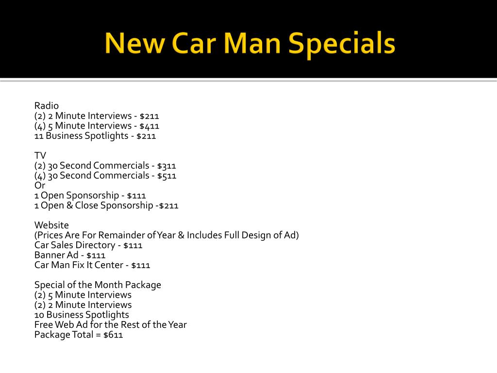 PPT - The Car Man Show Radio/TV Media Kit PowerPoint Presentation, free ...