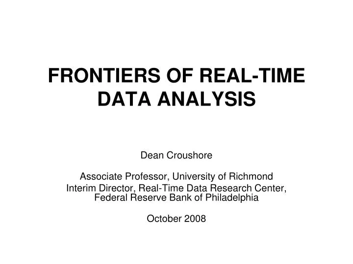 PPT - FRONTIERS OF REAL-TIME DATA ANALYSIS PowerPoint Presentation ...