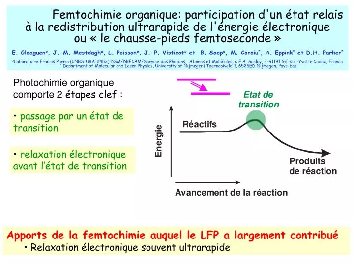PPT - Photochimie organique comporte 2 étapes clef : PowerPoint ...