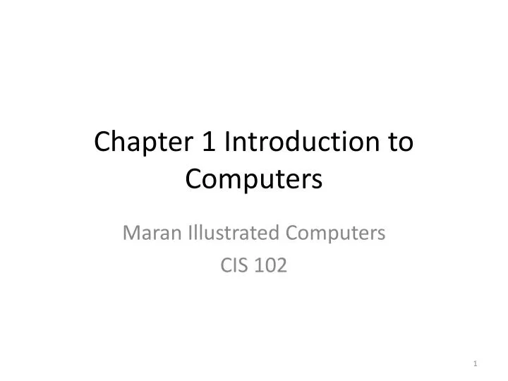 Ppt Chapter 1 Introduction To Computers Powerpoint Presentation Free