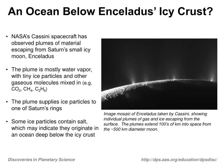 PPT - An Ocean Below Enceladus’ Icy Crust? PowerPoint Presentation ...