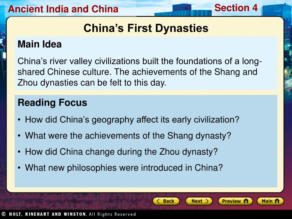 PPT - Preview Main Idea / Reading Focus China’s Geography The Shang ...