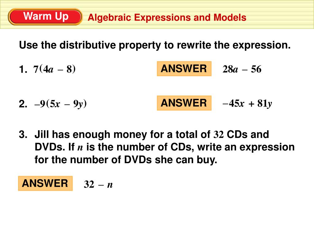PPT - Use the distributive property to rewrite the expression ... PPT - Use the distributive property to rewrite the expression ...