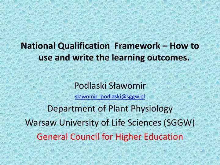 Ppt National Qualification Framework How To Use And Write The
