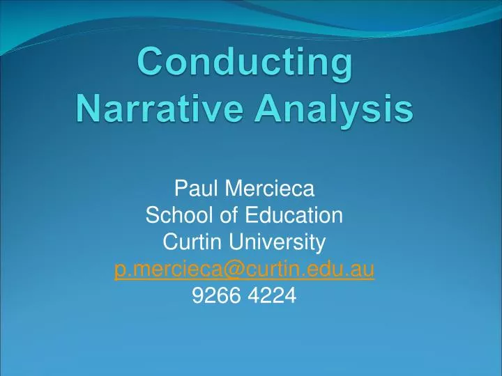 PPT - Conducting Narrative Analysis PowerPoint Presentation, free ...